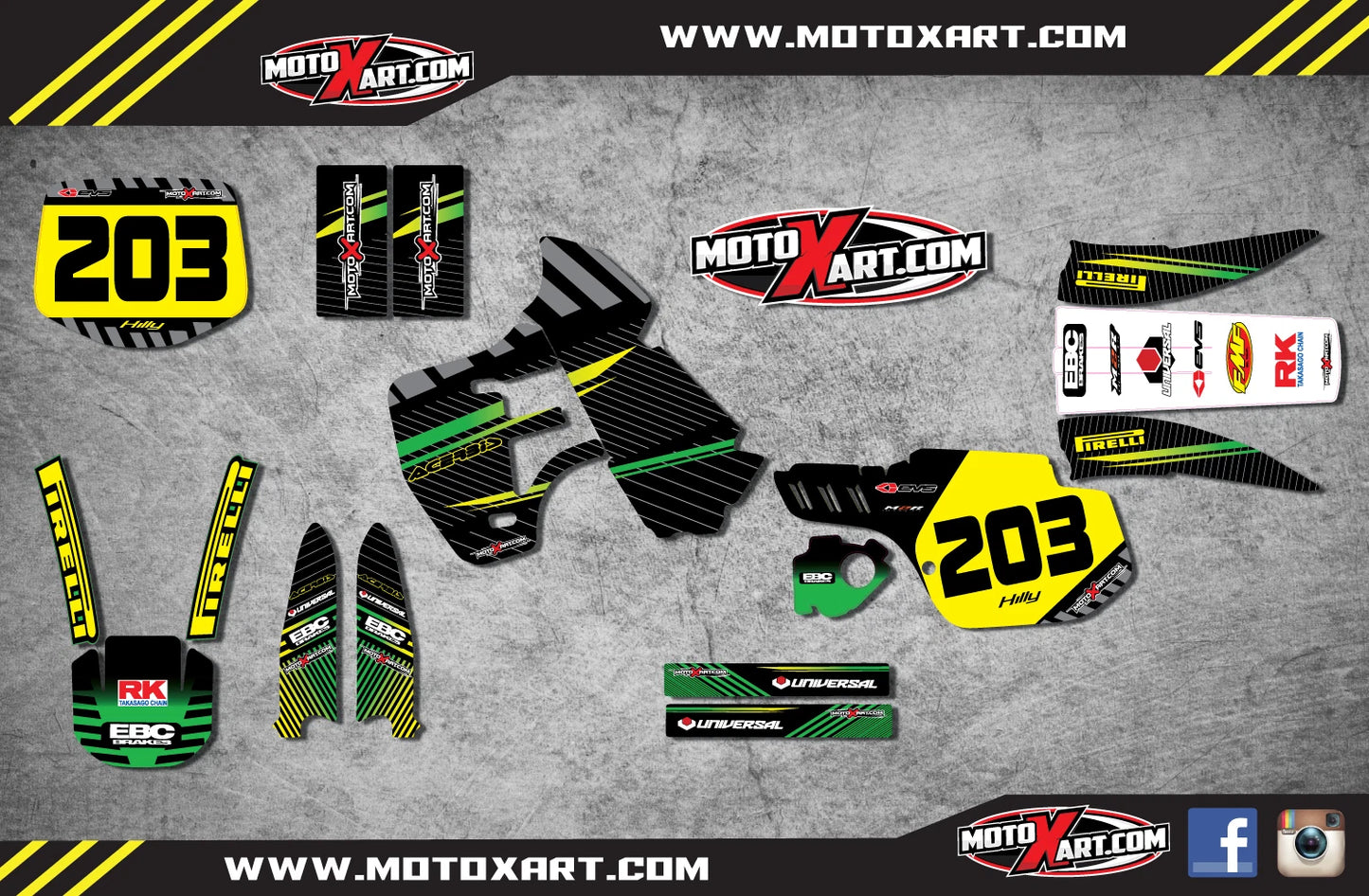 Kawasaki KX500 Custom Graphic Kit 1988-2004 - Factory Style Stickers ...