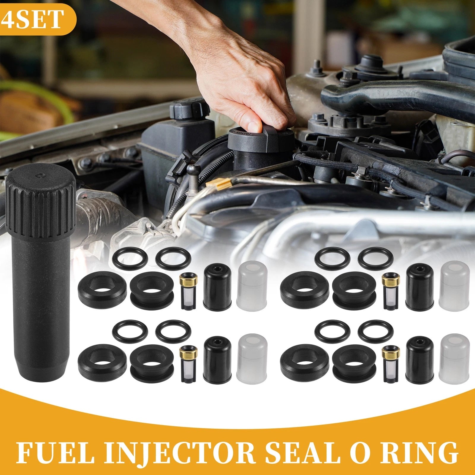 Fuel Injector Seal O Ring 4x Sets for Toyota 22RE NBR Rubber Black ...